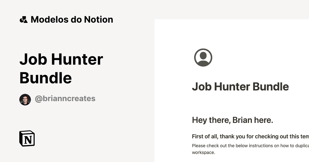 Job Hunter Bundle Modelo por Brian N | Marketplace do Notion