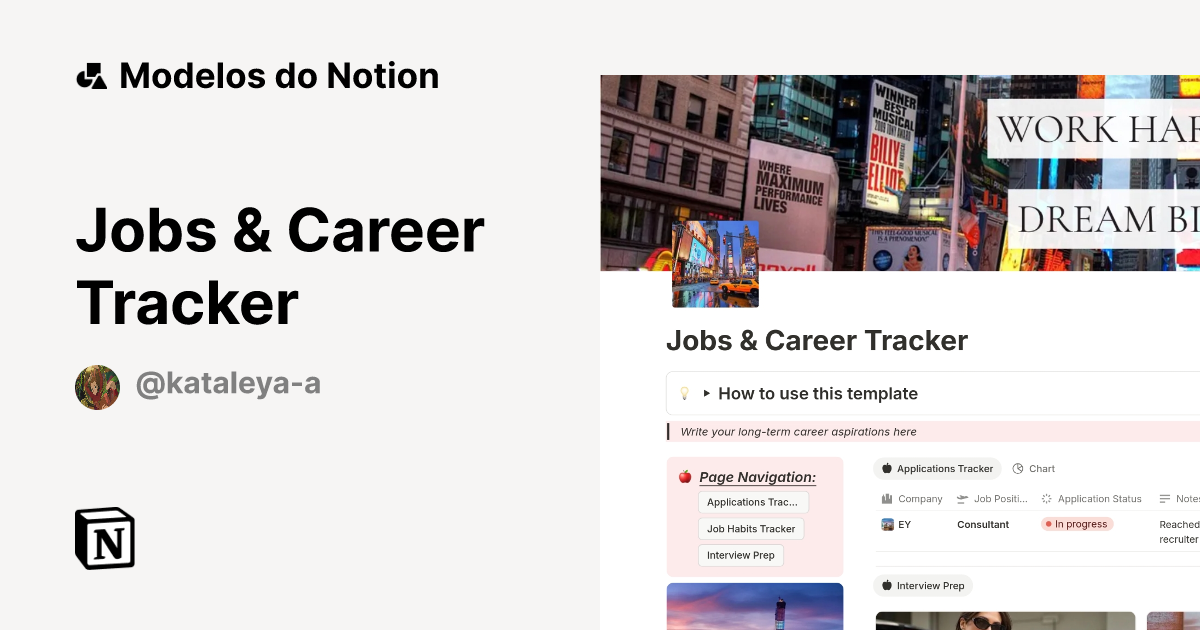 Modelo Jobs & Career Tracker | Marketplace do Notion