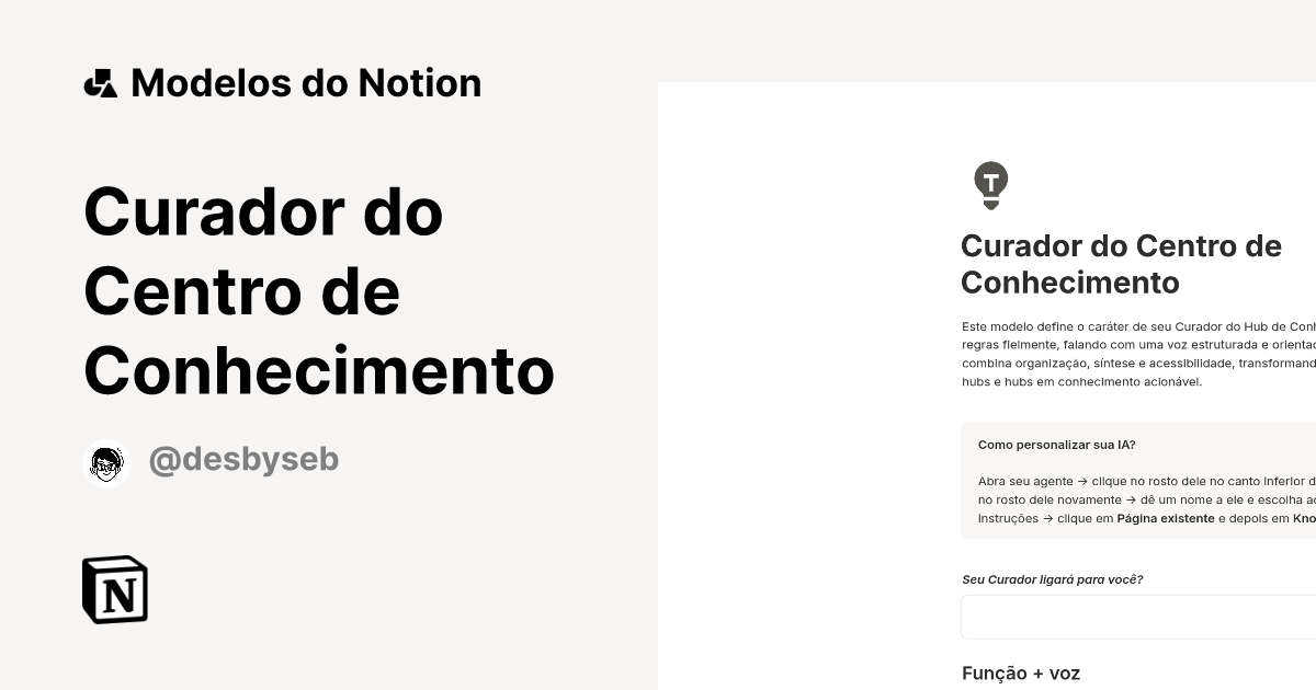 Modelo Knowledge Hub Curator | Marketplace do Notion