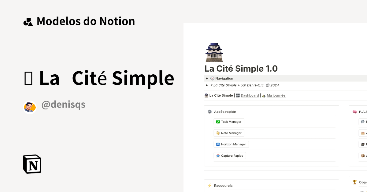 🏯 La Cité Simple Modelo por Denis-Q.S. | Marketplace do Notion