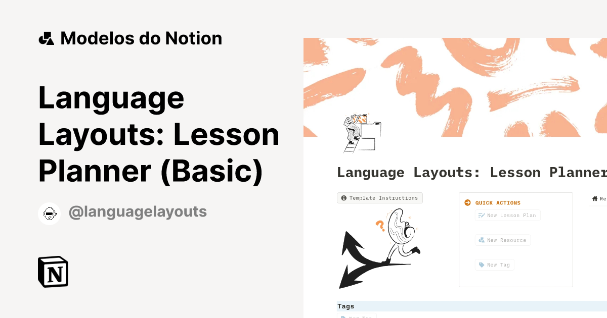 Language Layouts: Lesson Planner (Basic) Modelo por Language Layouts | Marketplace do Notion