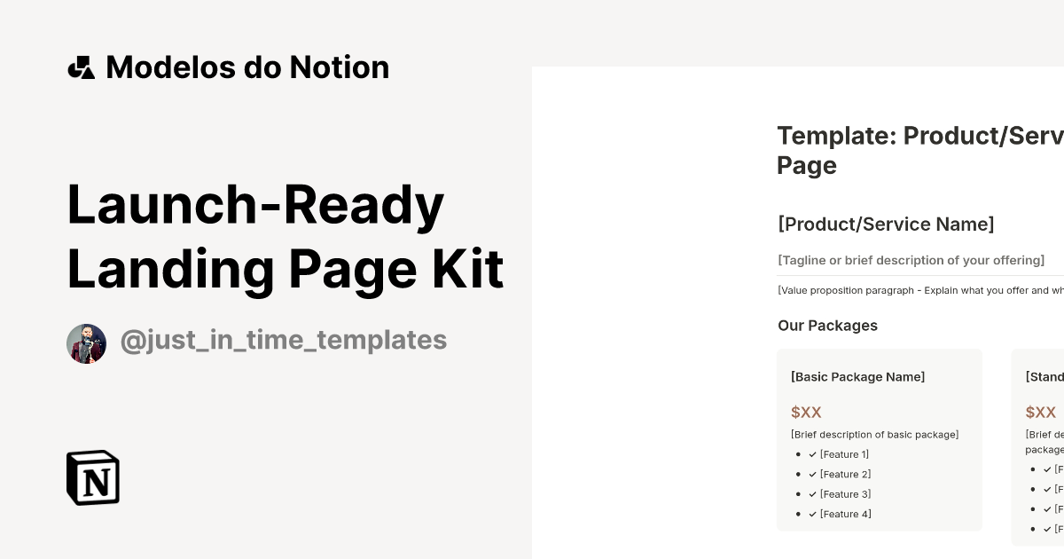 Modelo Launch-Ready Landing Page Kit | Marketplace do Notion