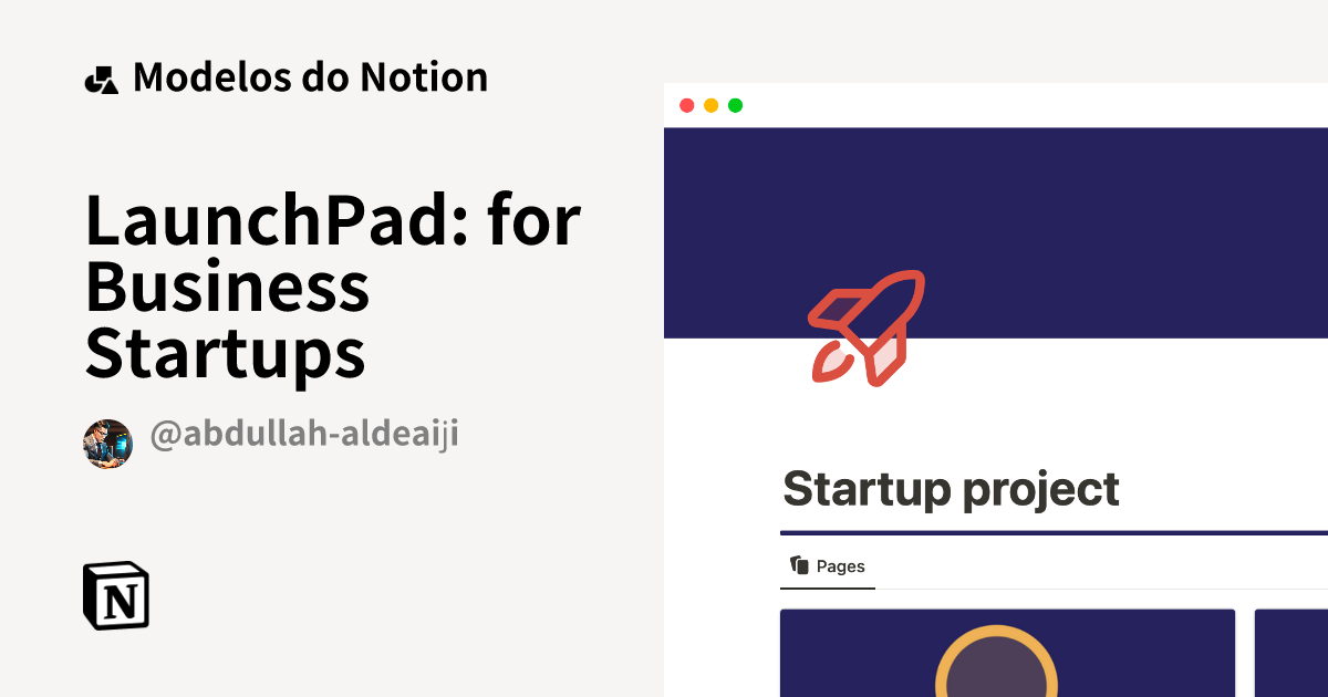 LaunchPad: for Business Startups Modelo por Abdullah Aldeaiji | Marketplace do Notion
