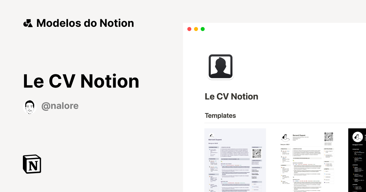 Modelo Le CV Notion | Marketplace do Notion