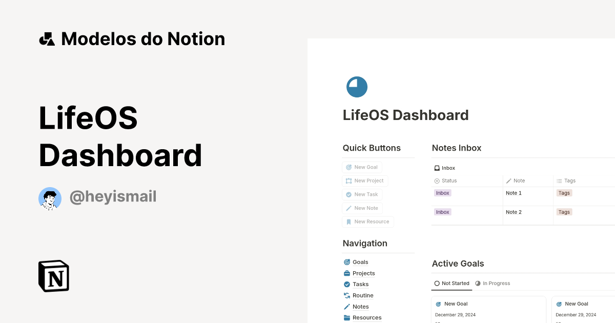 LifeOS Dashboard Modelo por heyismail | Marketplace do Notion