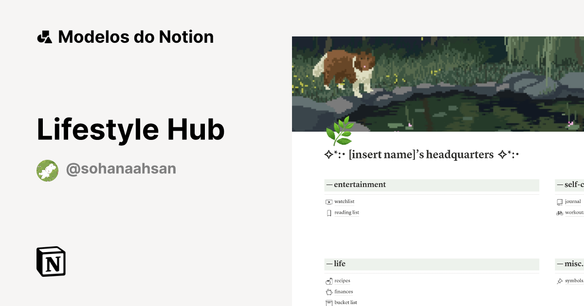 Modelo Lifestyle Hub | Marketplace do Notion