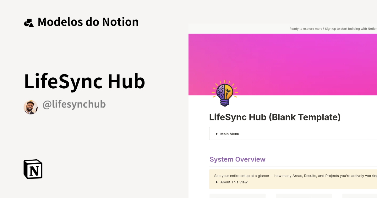 Modelo LifeSync Hub | Marketplace do Notion