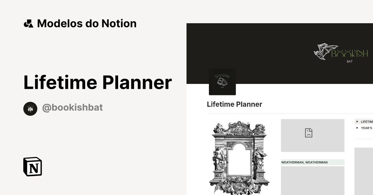 Modelo Lifetime Planner | Marketplace do Notion