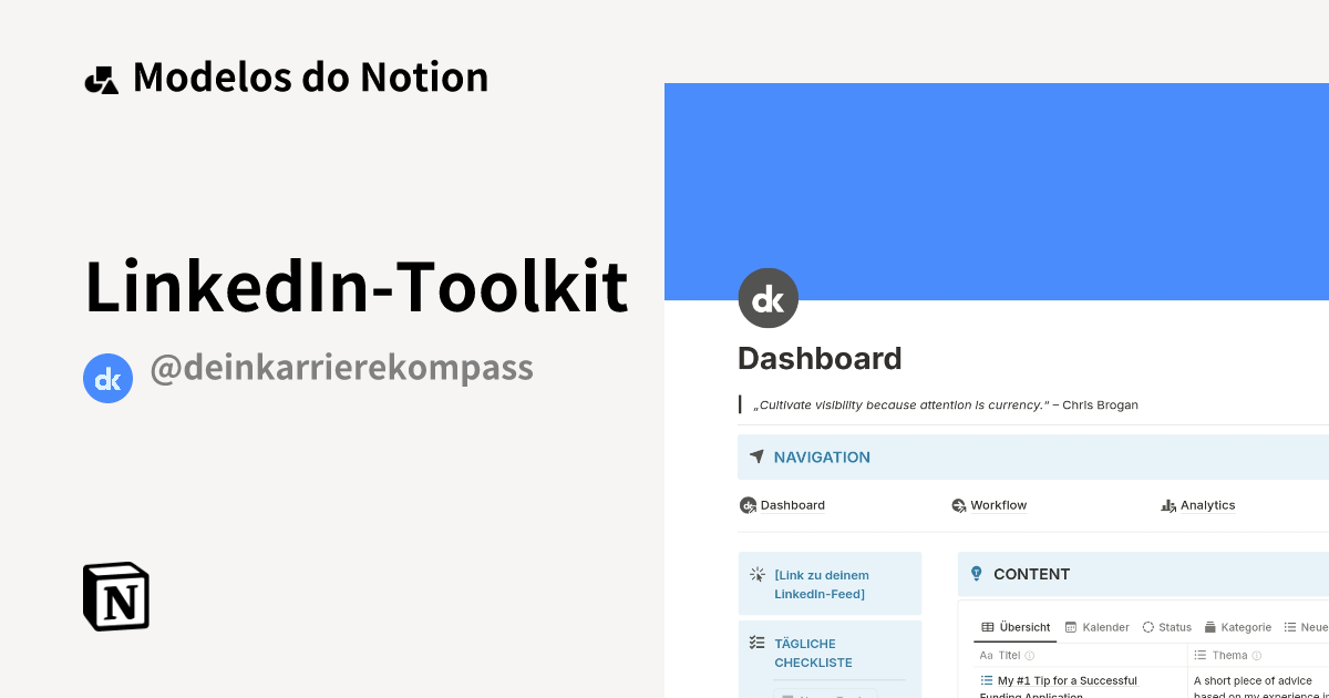 Modelo LinkedIn-Toolkit | Marketplace do Notion