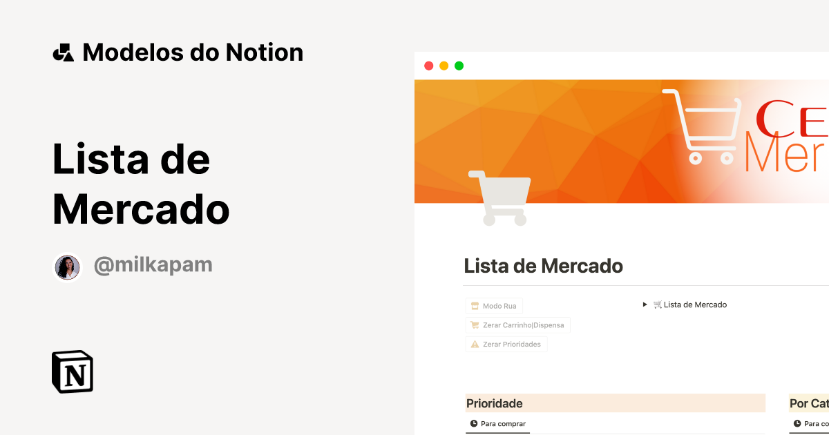 Modelo Lista de Mercado | Marketplace do Notion