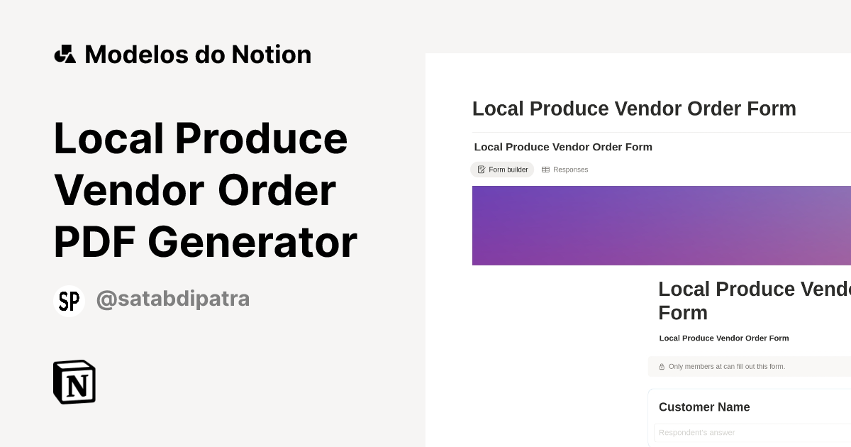 Local Produce Vendor Order PDF Generator Modelo por Satabdi Patra ...