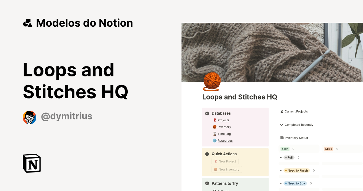 Loops and Stitches HQ Modelo por Dymitrius Morales | Marketplace do Notion