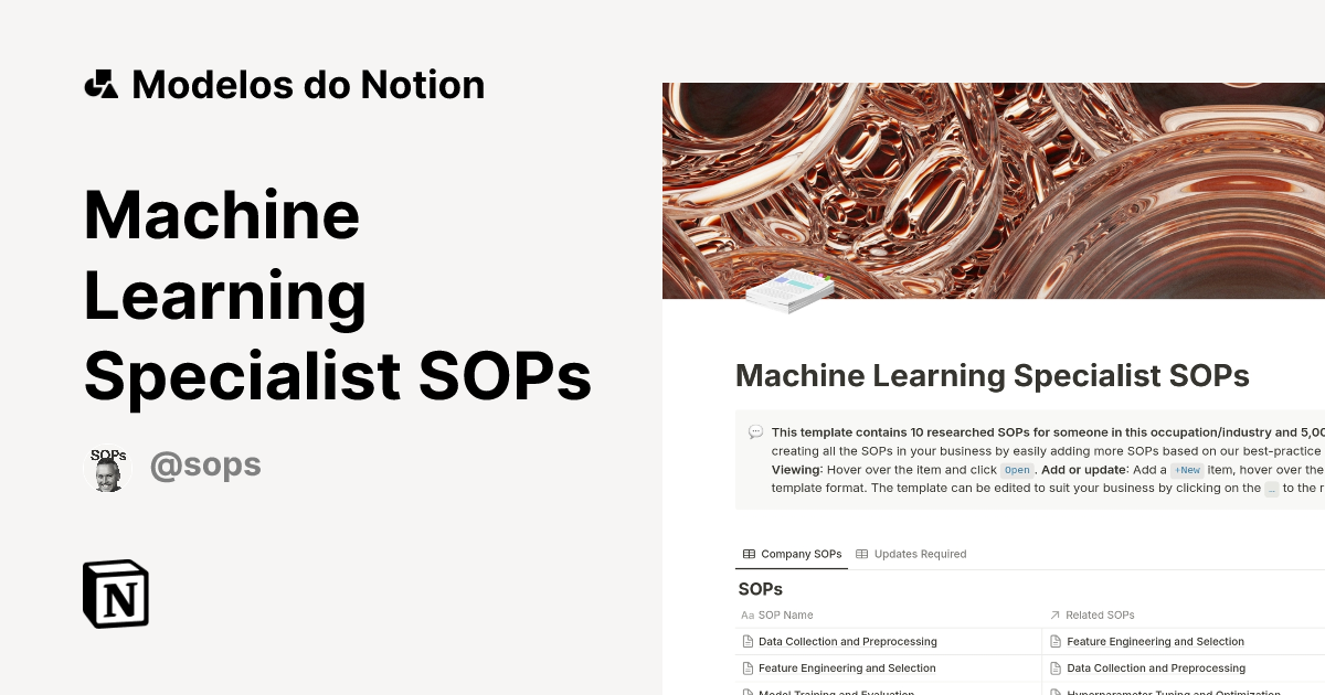 Machine Learning Specialist SOPs Modelo por SOPs | Marketplace do Notion
