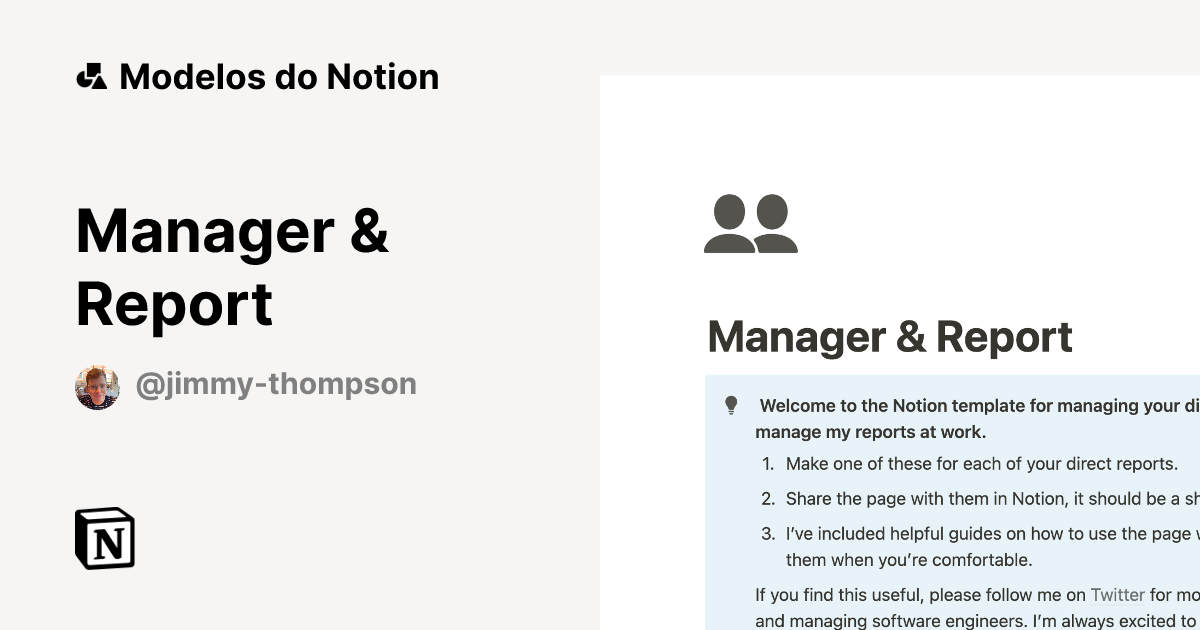 Modelo Manager & Report | Marketplace do Notion