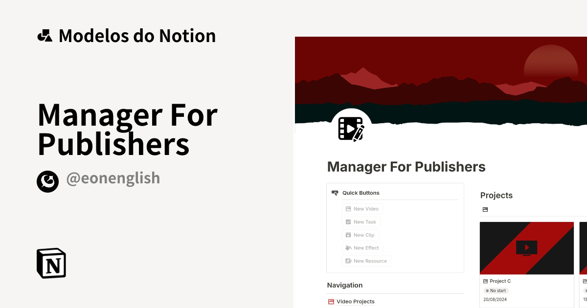 Modelo Manager For Publishers | Marketplace do Notion