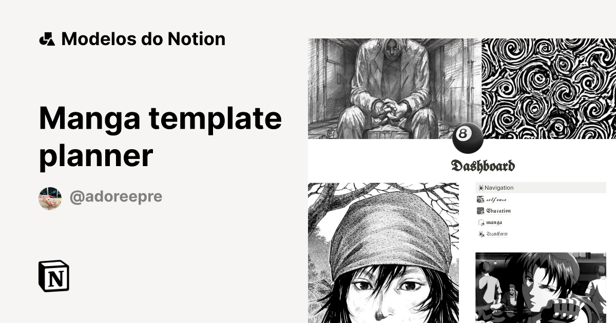 Manga template planner Modelo por NN | Marketplace do Notion
