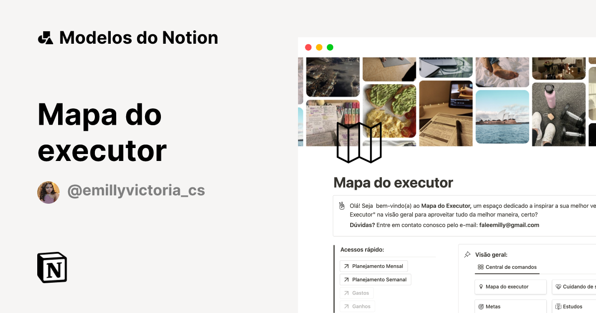 Mapa do executor Modelo por Emilly Vitória | Marketplace do Notion