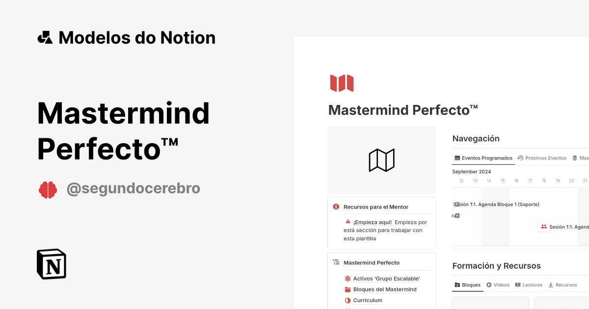 Mastermind Perfecto™ Modelo por Segundo Cerebro | Marketplace do Notion