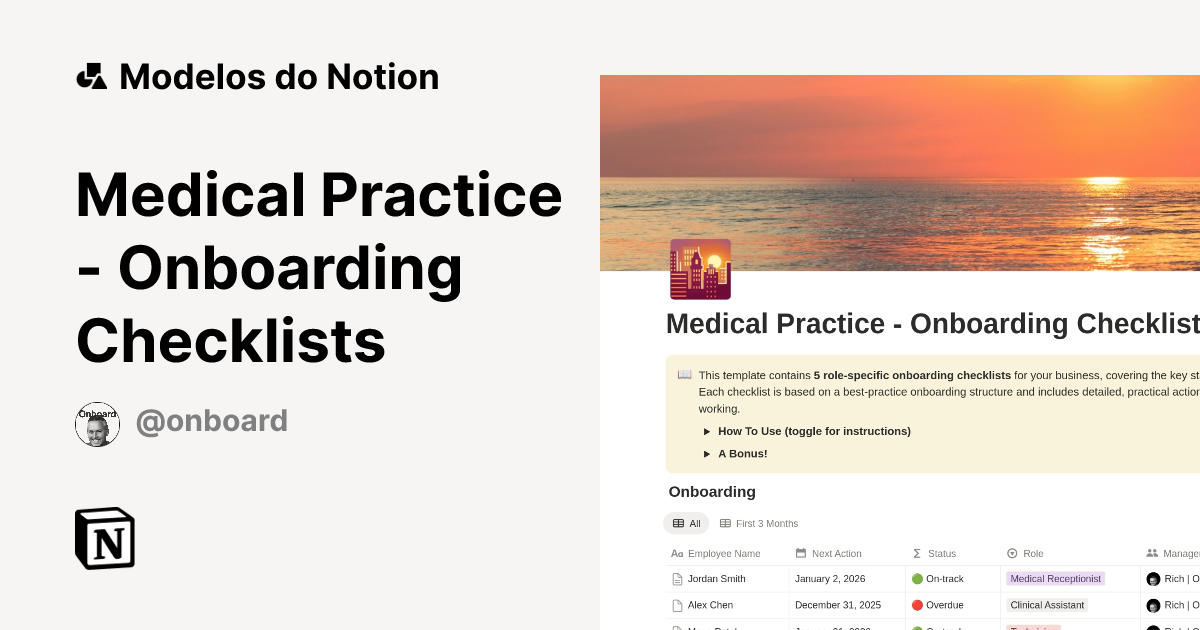 Medical Practice - Onboarding Checklists Modelo por Onboarding ...