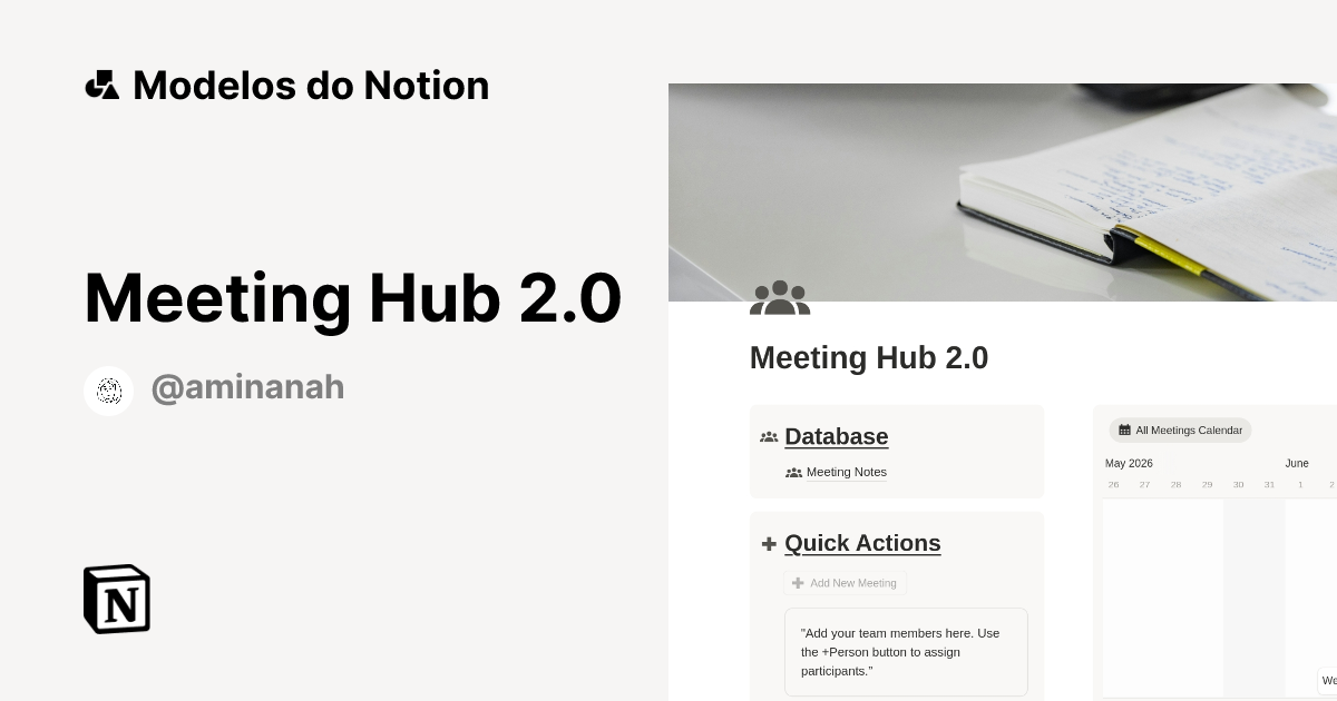 Modelo Meeting Hub 2.0 – All-in-One Meeting System | Marketplace do Notion