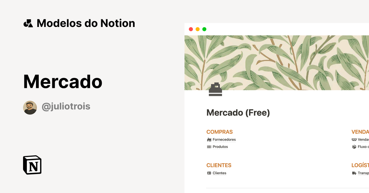 Mercado Modelo por Julio Trois | Marketplace do Notion
