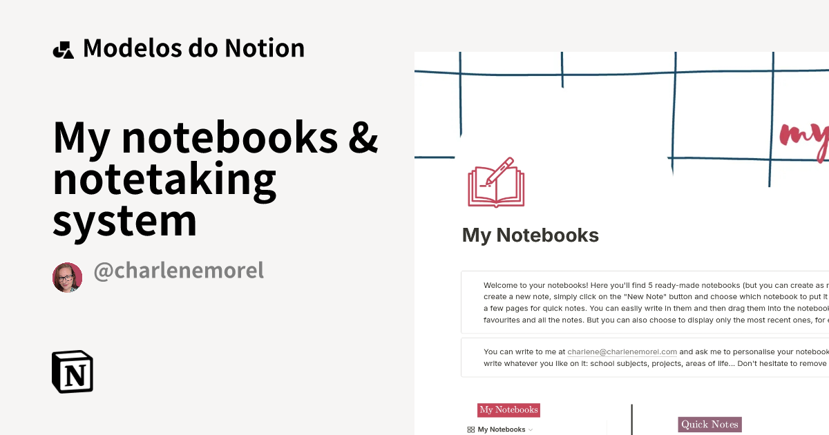 Modelo My notebooks & notetaking system | Marketplace do Notion
