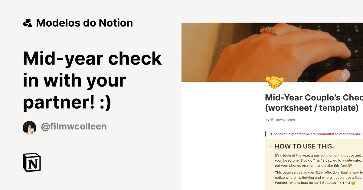 Modelo Mid-year check in with your partner! :) | Marketplace do Notion