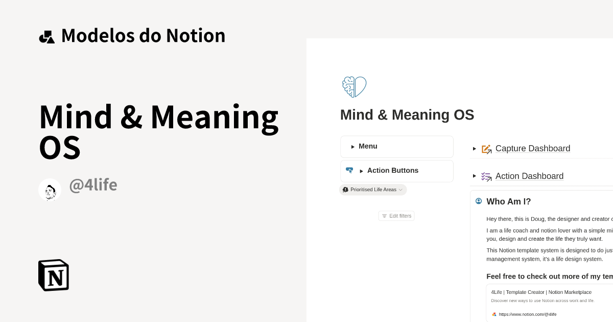 Modelo Mind & Meaning OS | Marketplace do Notion
