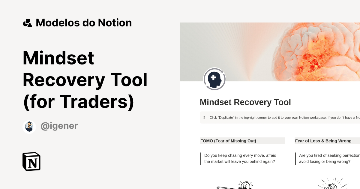 Mindset Recovery Tool (for Traders) Modelo por Ivan Gener | Marketplace ...