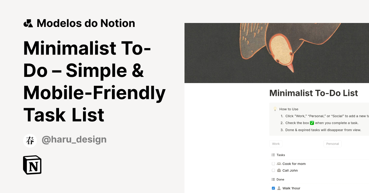 Minimalist To-Do – Simple & Mobile-Friendly Task List Modelo por Haru ...