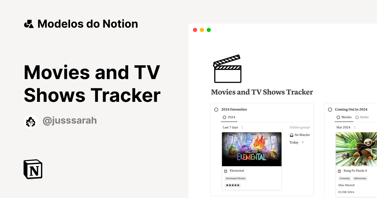 Modelo Movies and TV Shows Tracker | Marketplace do Notion