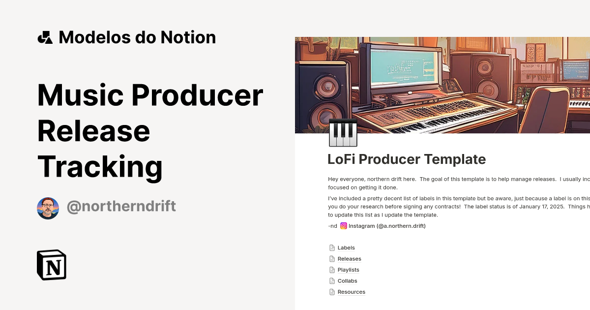 Music Producer Release Tracking Modelo por northern drift | Marketplace ...
