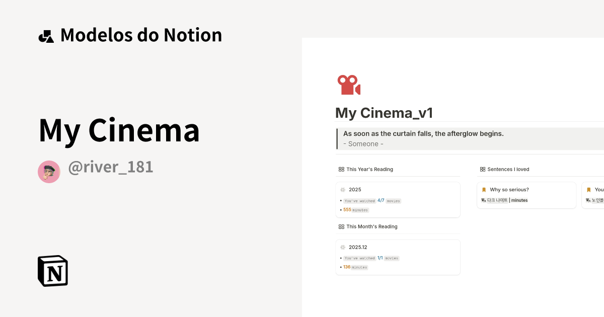 Modelo My Cinema | Marketplace do Notion