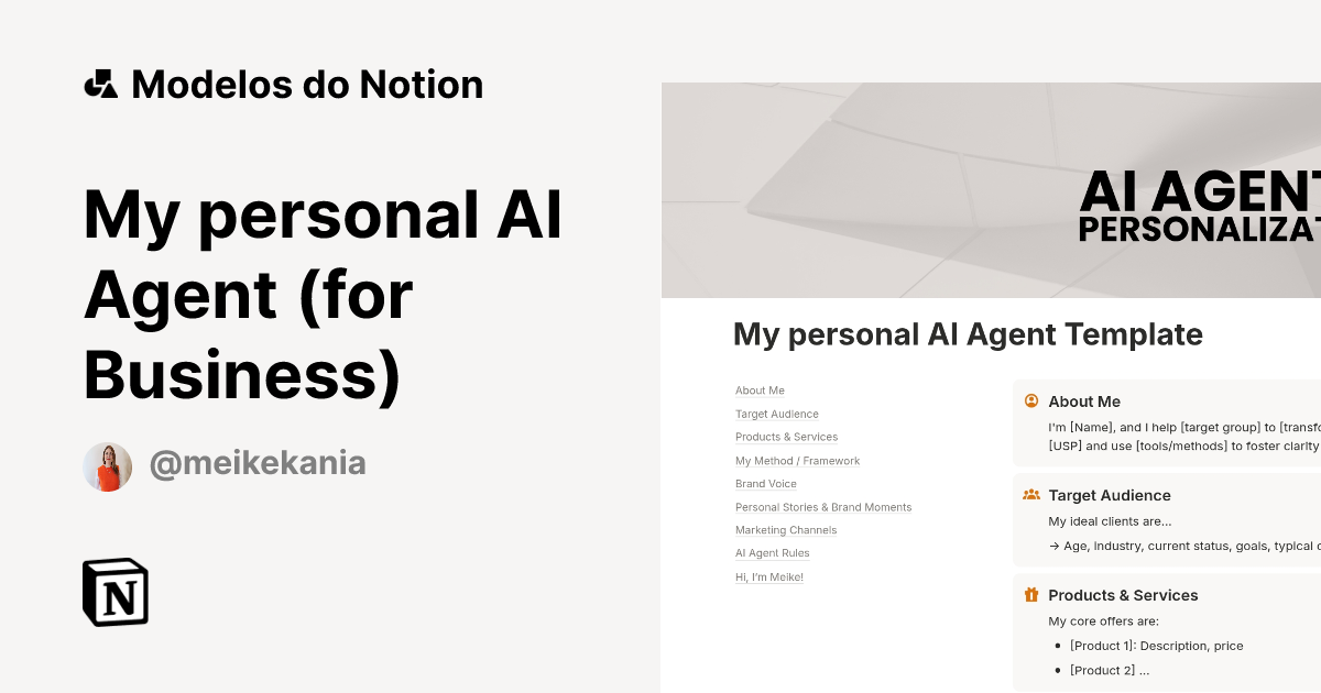 Modelo My personal AI Agent (for Business) | Marketplace do Notion