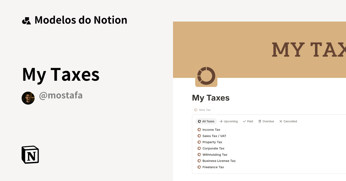 Modelo My Taxes | Marketplace do Notion