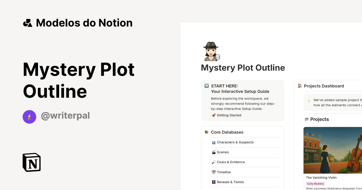Mystery Plot Outline Modelo por writerpal | Marketplace do Notion