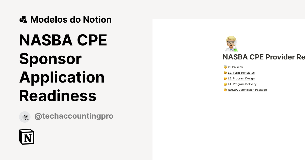 NASBA CPE Sponsor Application Readiness Modelo por TechAccountingPro ...