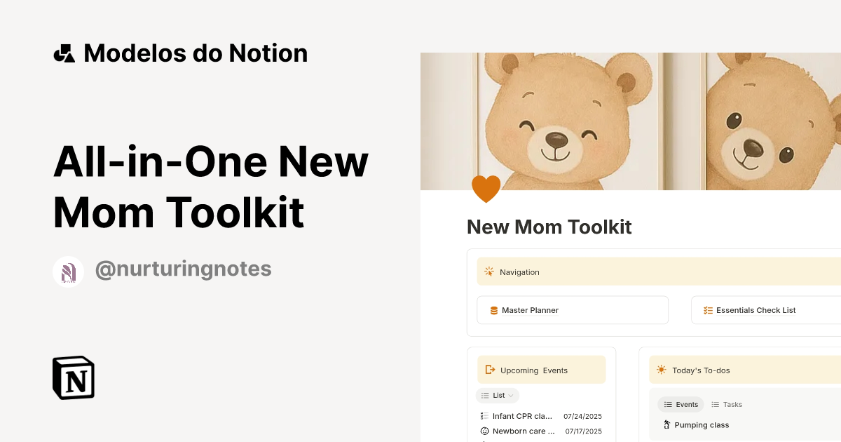 Modelo All-in-One New Mom Toolkit | Marketplace do Notion