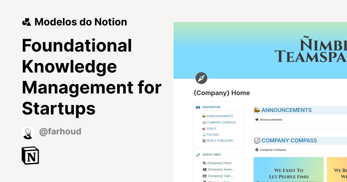 Foundational Knowledge Management for Startups Modelo por Ñimbl Workflows by Farhoud Cheraghi ...