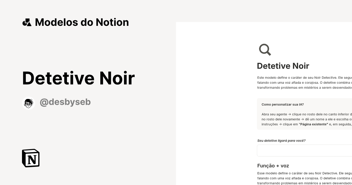 Detetive Noir Modelo por desbyseb | Marketplace do Notion