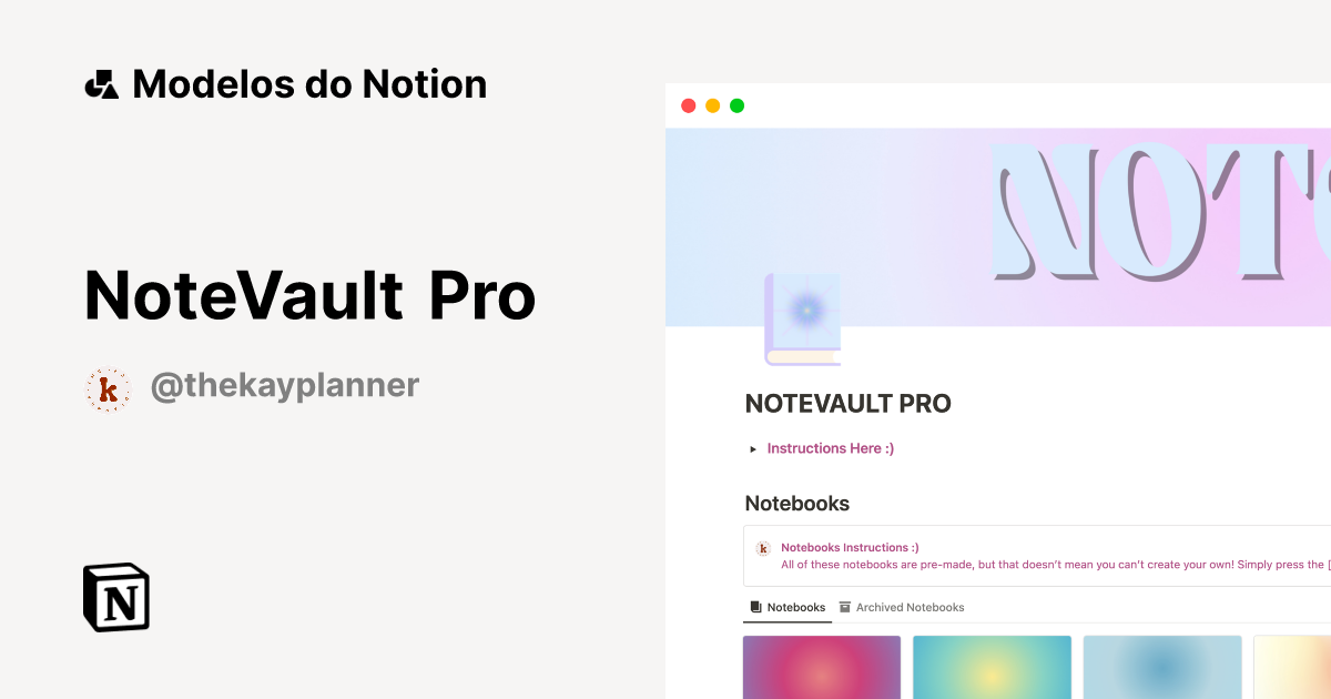 Modelo NoteVault Pro | Marketplace do Notion