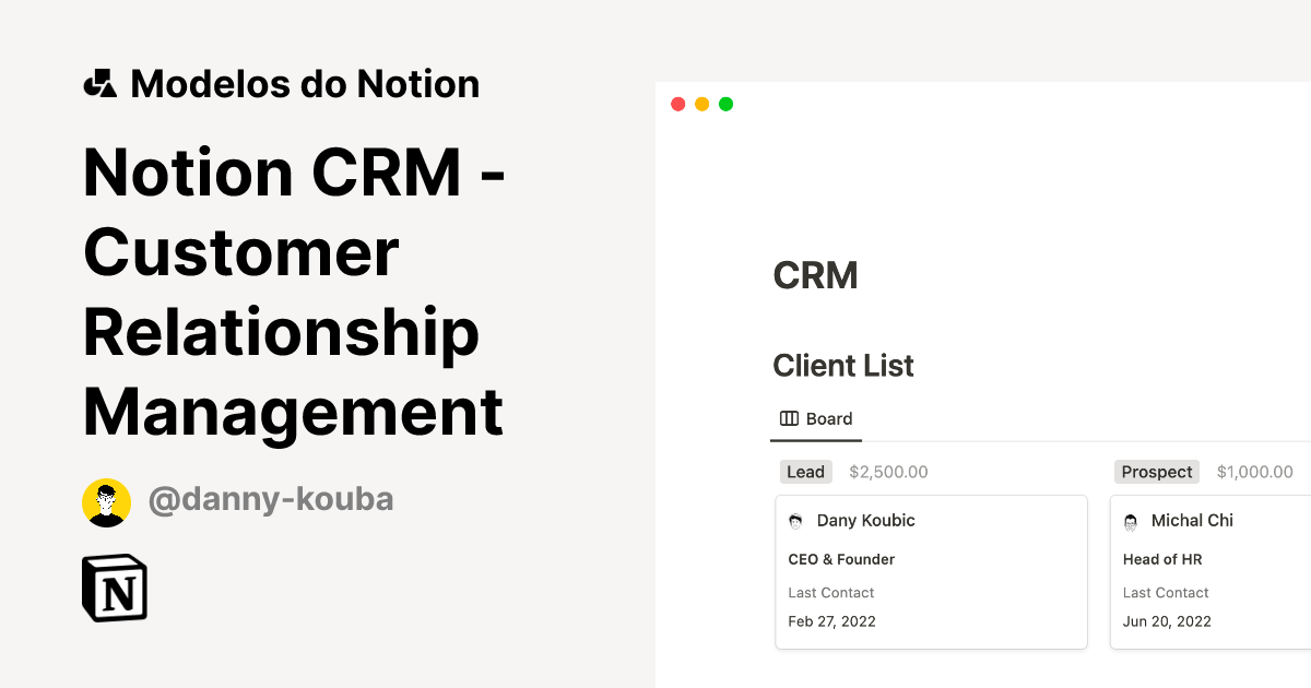 Modelo Notion CRM - Customer Relationship Management | Marketplace do ...