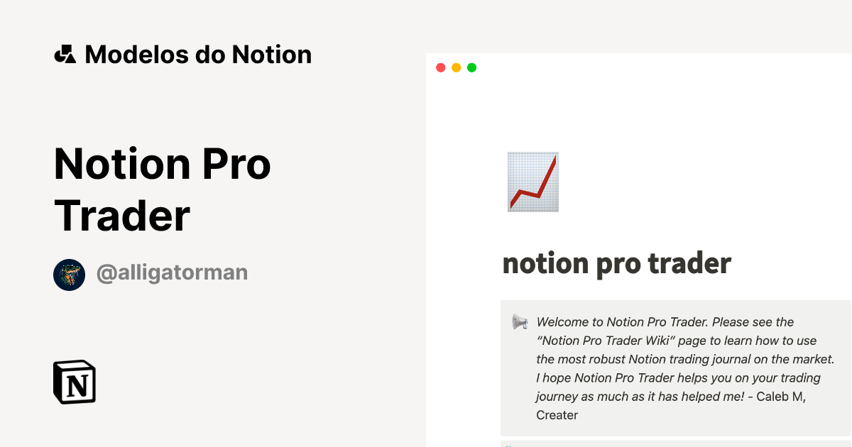 Notion Pro Trader Modelo por Alligatorman | Marketplace do Notion