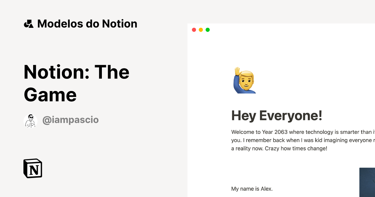 Notion: The Game Modelo por Pascio | Marketplace do Notion