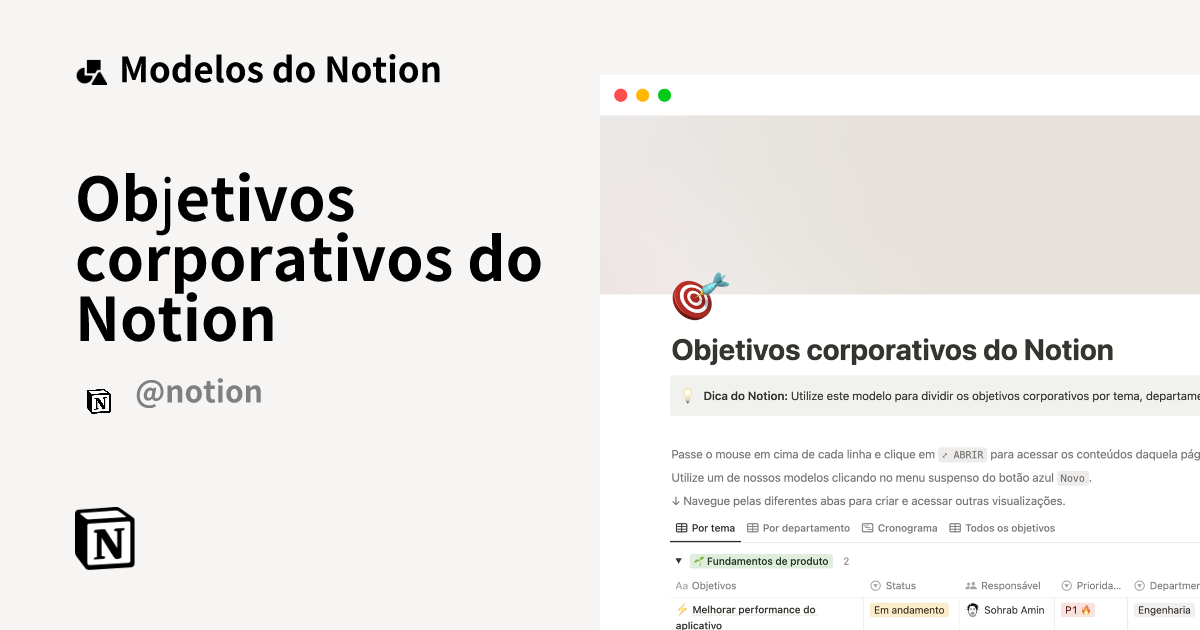 Objetivos corporativos do Notion Modelo por Notion | Marketplace do Notion