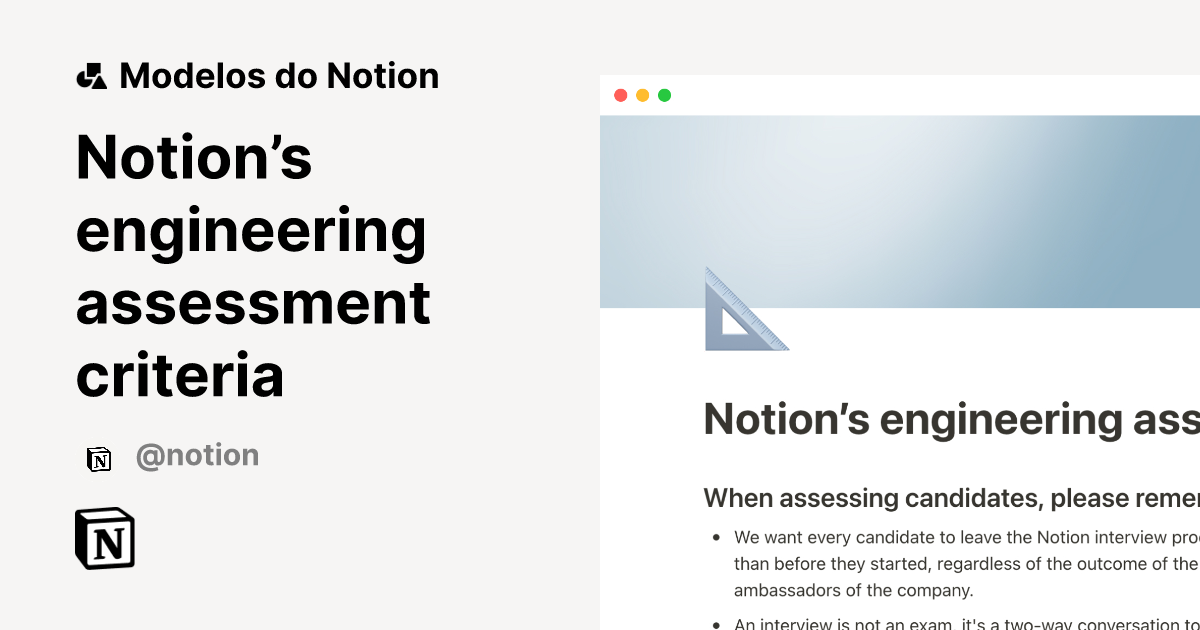 Notion’s engineering assessment criteria Modelo por Notion | Marketplace do Notion