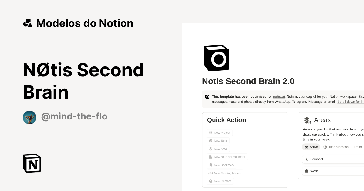 Modelo NØtis Second Brain | Marketplace do Notion