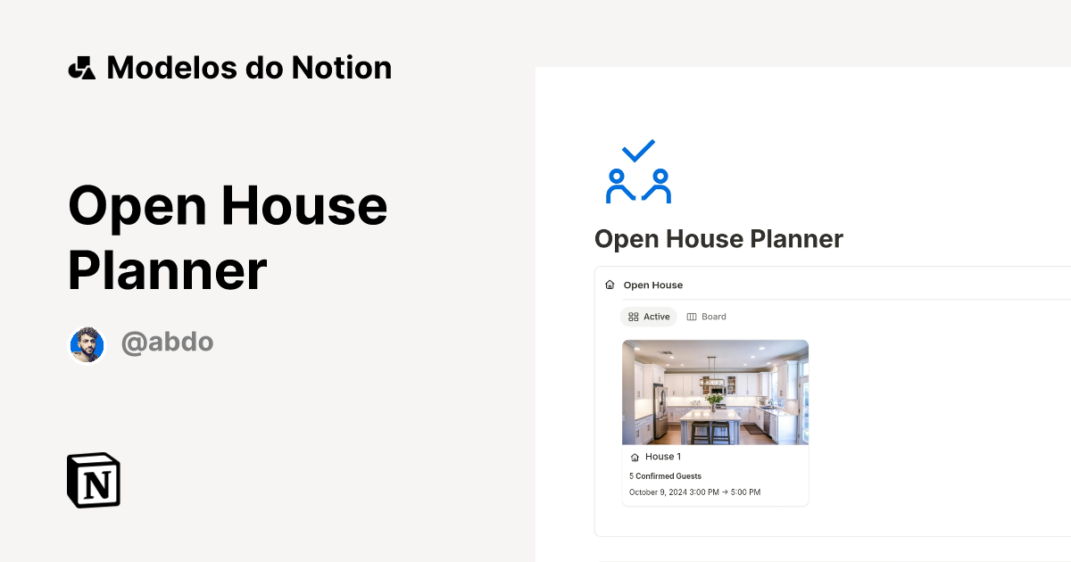 Modelo Open House Planner | Marketplace do Notion