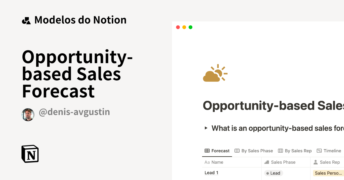 Modelo Opportunity-based Sales Forecast | Marketplace do Notion
