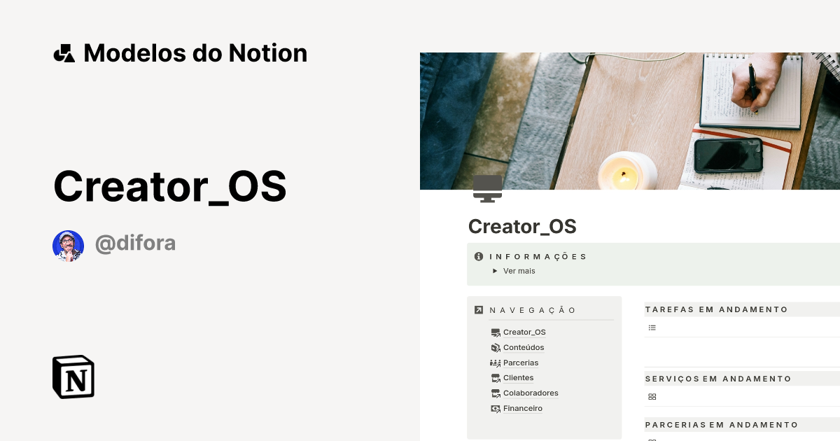 Modelo Creator_OS | Marketplace do Notion